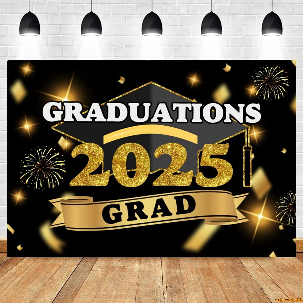 202 Graduation Photography Backdrop Glitter Balloons Doctoral Hat Prom ...