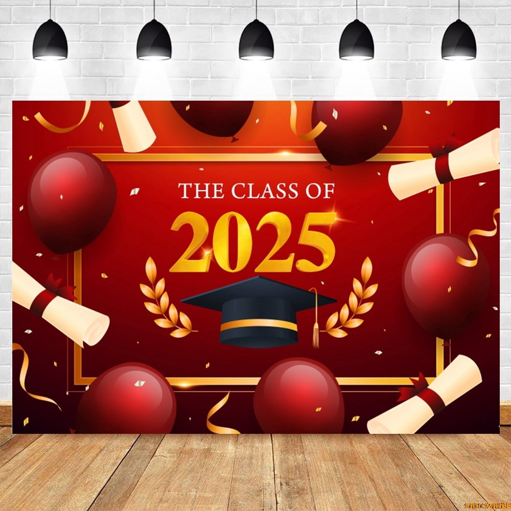 202 Graduation Photography Backdrop Glitter Balloons Doctoral Hat Prom ...