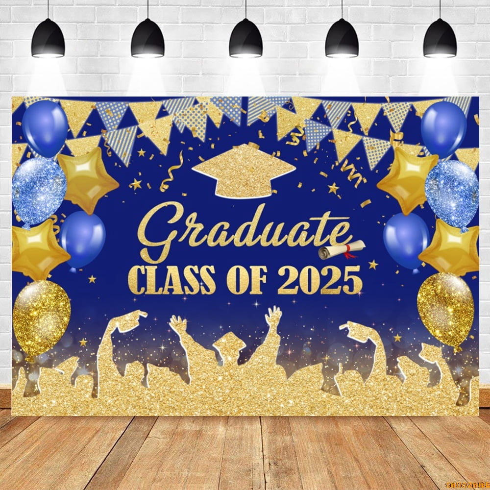 202 Graduation Photography Backdrop Glitter Balloons Doctoral Hat Prom ...