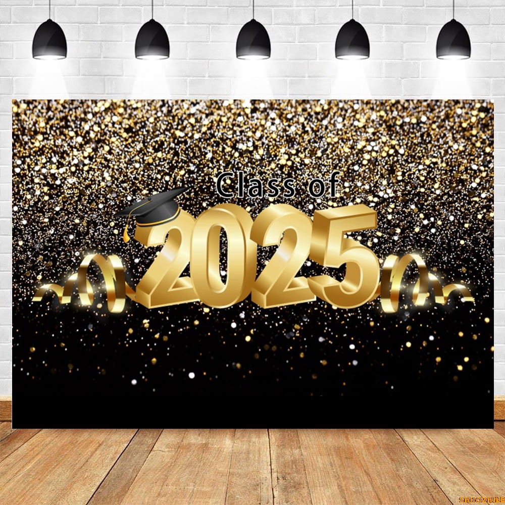 202 Graduation Photography Backdrop Glitter Balloons Doctoral Hat Prom ...