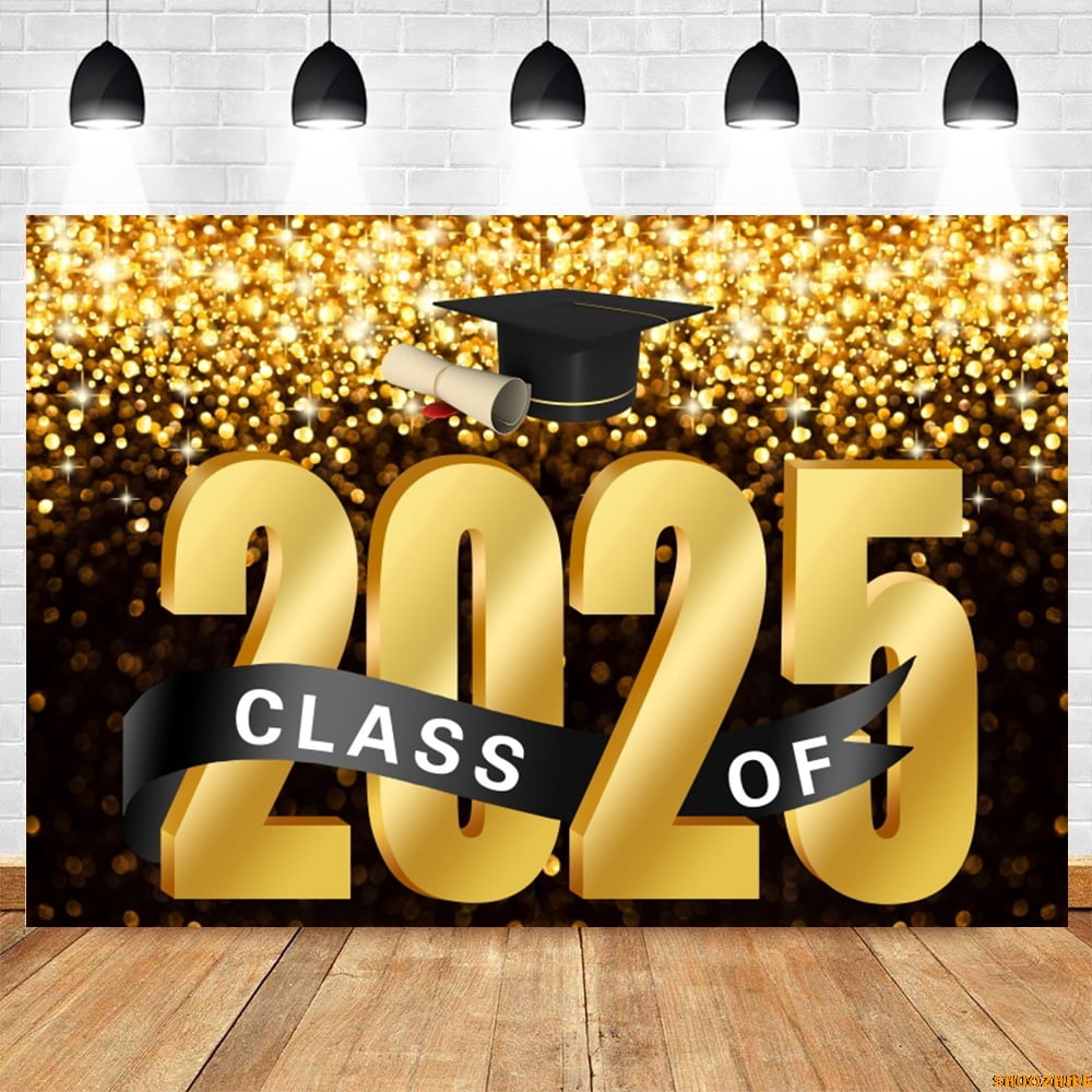 202 Graduation Photography Backdrop Glitter Balloons Doctoral Hat Prom ...
