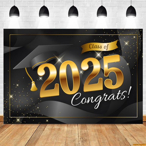 202 Graduation Photography Backdrop Glitter Balloons Doctoral Hat Prom ...