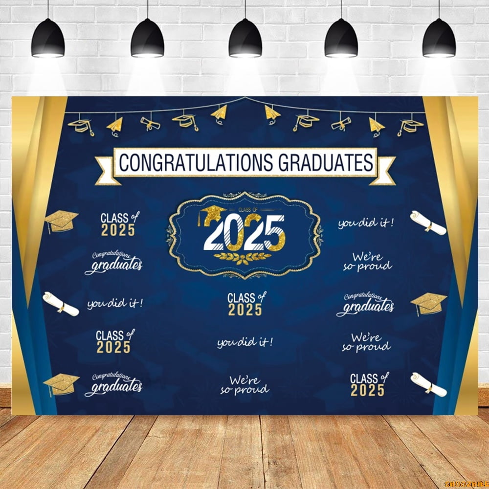 202 Graduation Photography Backdrop Glitter Balloons Doctoral Hat Prom ...