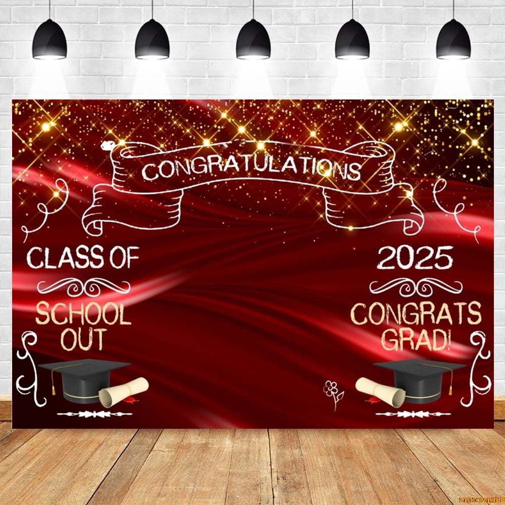 202 Graduation Photography Backdrop Glitter Balloons Doctoral Hat Prom ...