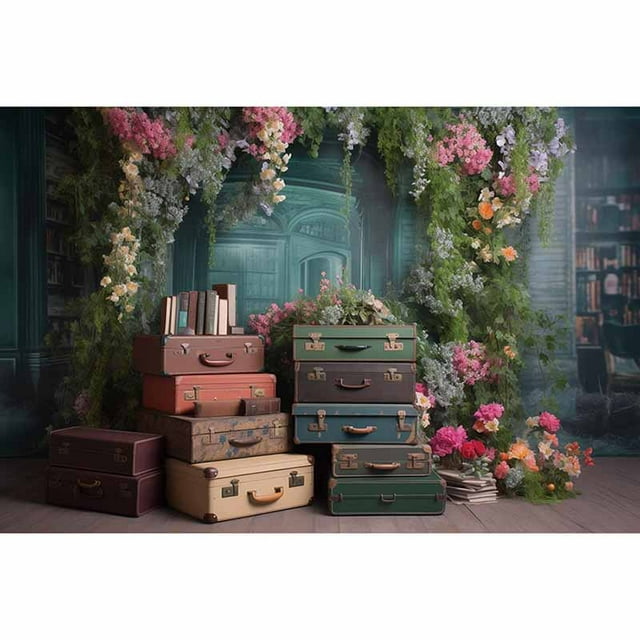 202 Graduation rations Backdrop School Party Luggage Hanging Flowers ...