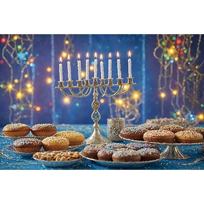 202 Happy Hanukkah Backdrops Nine-Branched Candlestick Party r ...