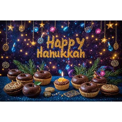 202 Happy Hanukkah Backdrops Nine-Branched Candlestick Party r ...