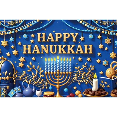 202 Happy Hanukkah Backdrops Nine-Branched Candlestick Party r ...