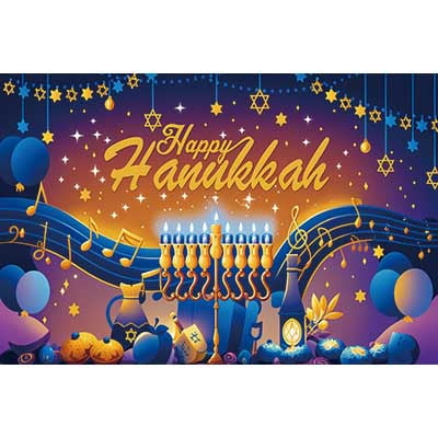 202 Happy Hanukkah Backdrops Nine-Branched Candlestick Party r ...