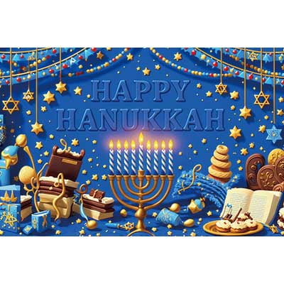 202 Happy Hanukkah Backdrops Nine-Branched Candlestick Party r ...