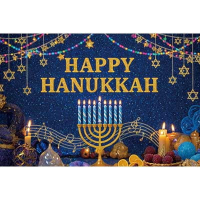202 Happy Hanukkah Backdrops Nine-Branched Candlestick Party r ...