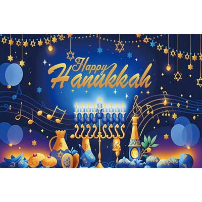 202 Happy Hanukkah Backdrops Nine-Branched Candlestick Party r ...