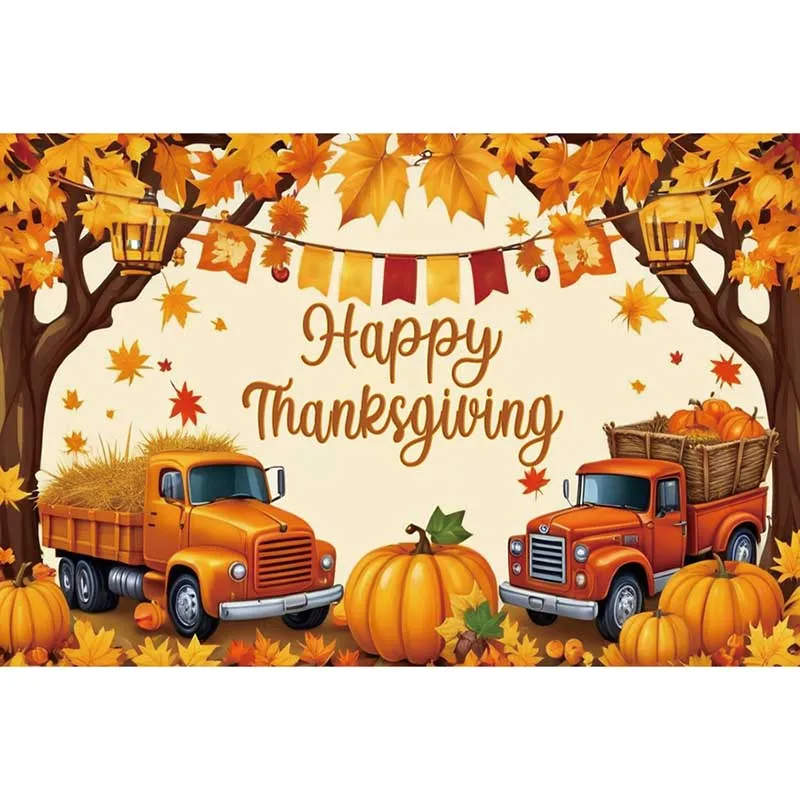 202 Happy Thanksgiving Photography Backdrop Custom Autumn Farm Harvest ...