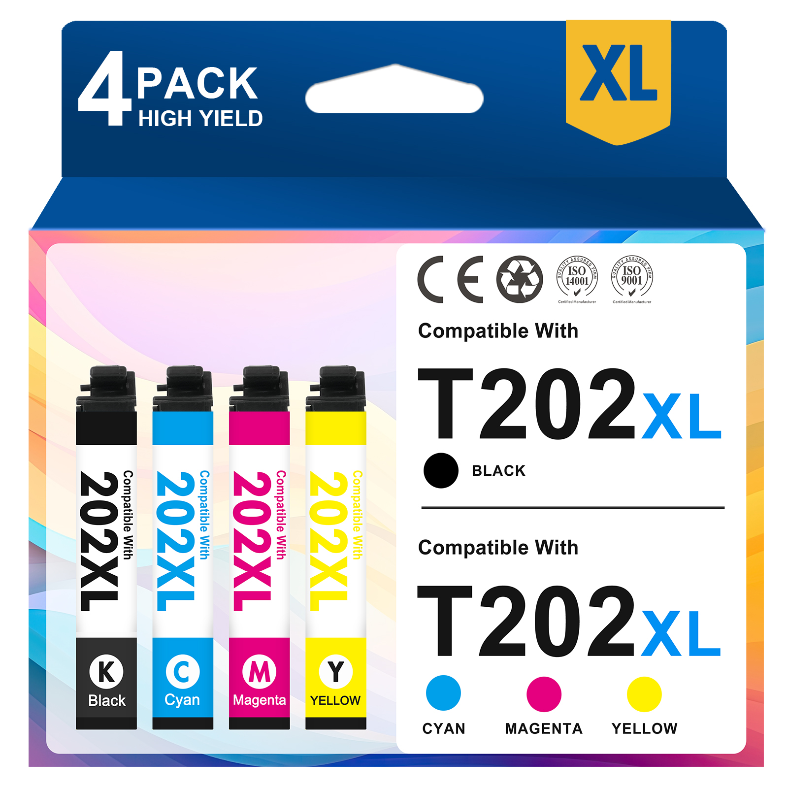 202 Ink Cartridges 4 PACK Compatible for Epson 202 202XL T202XL T202 ...