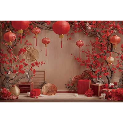 202 New Year's Eve ration Backdrop Red Gold Chinese Spring Festival ...