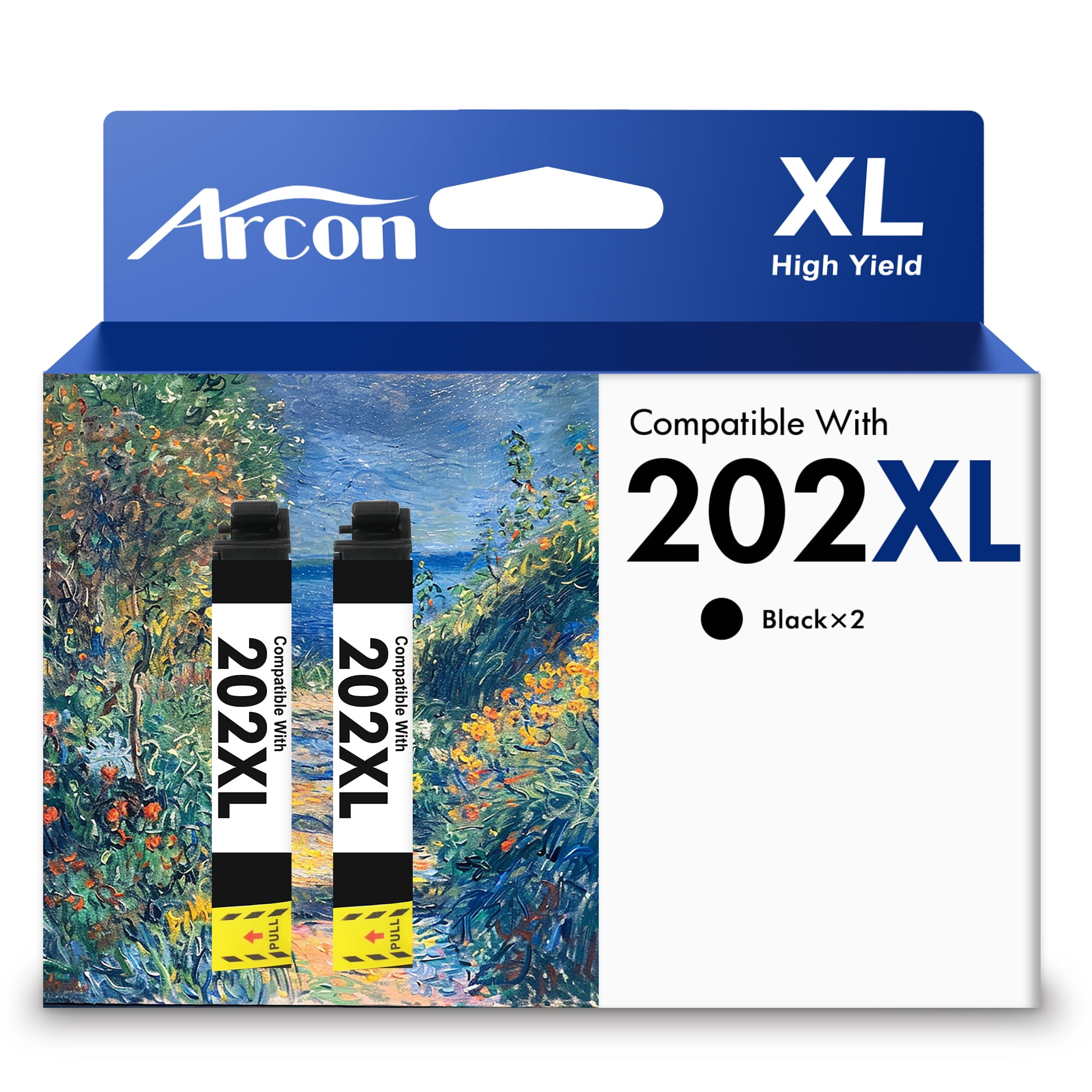 202 XL Ink Cartridges 2 Pack Compatible for 202XL 202 Black Printer Ink ...