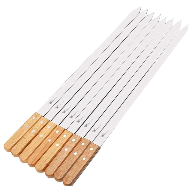 2020 8Pcs Stainless Steel BBQ Skewer, 2mm Thin, 23 inch, Silver with ...