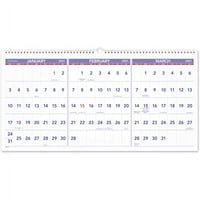 2020 AT-A-GLANCE 24" x 12" 3-Month Reference Horizontal Wall Calendar ...
