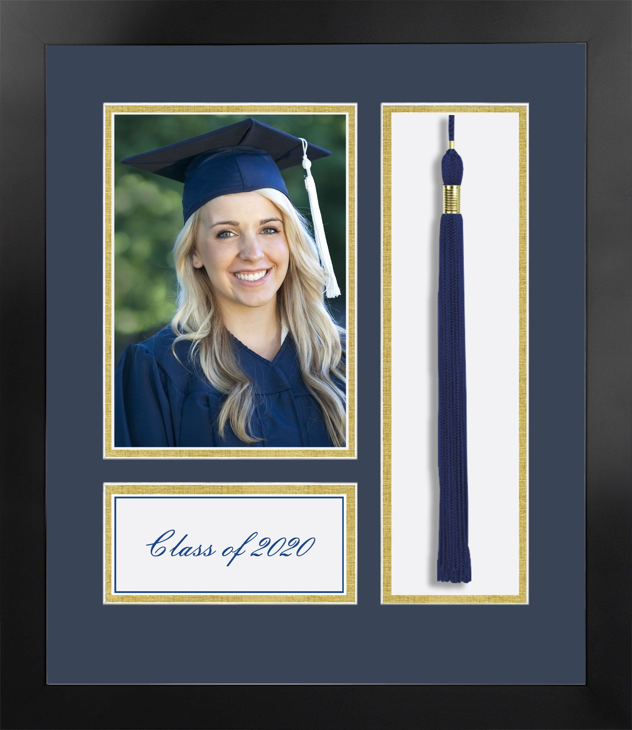 2020 Academic Nova Black Photo Frame, Navy and Gold matting with Tassel ...