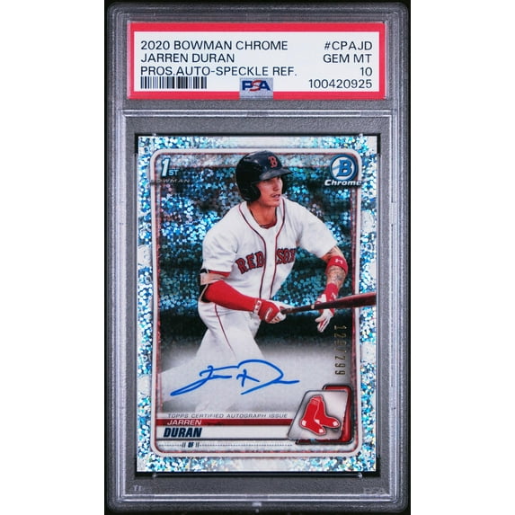 2020 Bowman Chrome Prospect Autograph Speckle Refractor Jarren Duran #CPAJD /299 PSA 10 ...