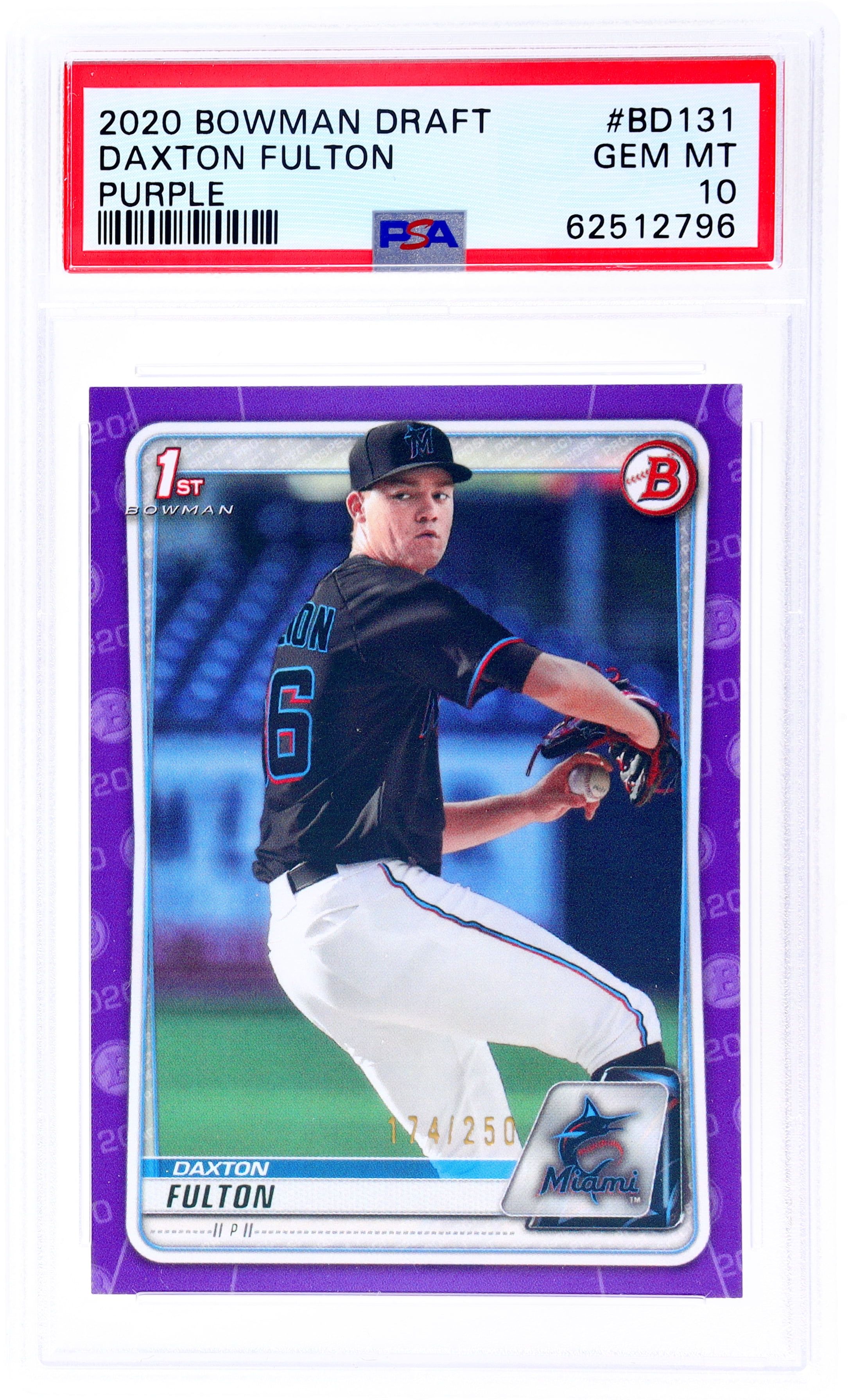 2020 Bowman Draft Purple Daxton Fulton #BD-131 /250 PSA 10 - Walmart.com