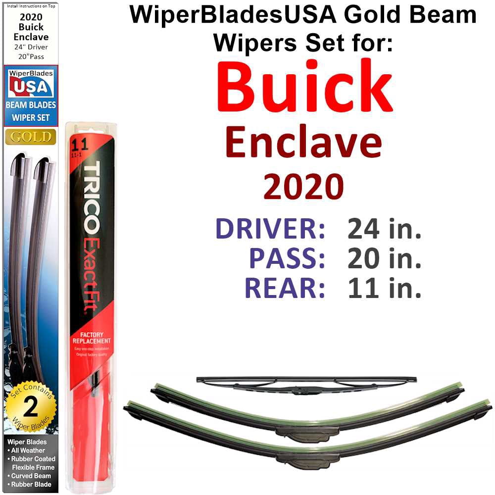 2020 Buick Enclave Beam Wiper Blades Wipers WBUSA (Set of 3) w/Rear ...