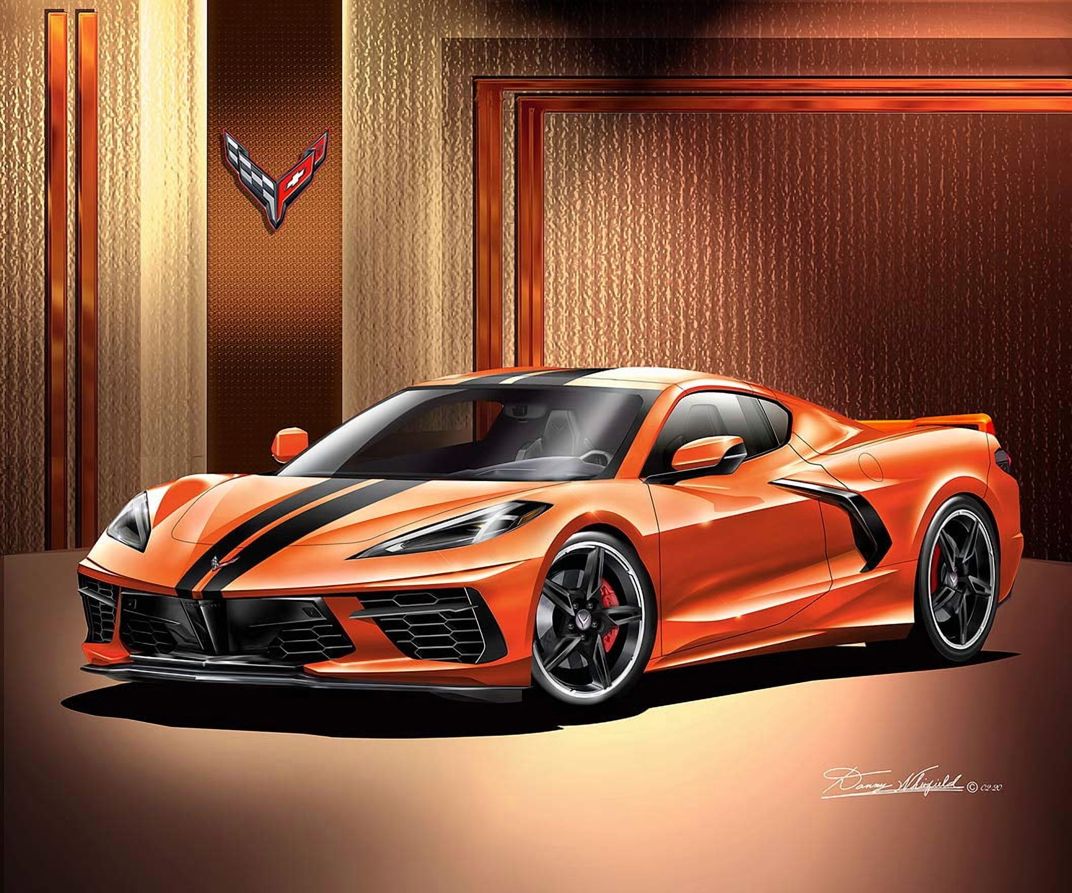 2020 C8 Corvette Stingray - Sebring Orange - Fine Art Print by Danny ...