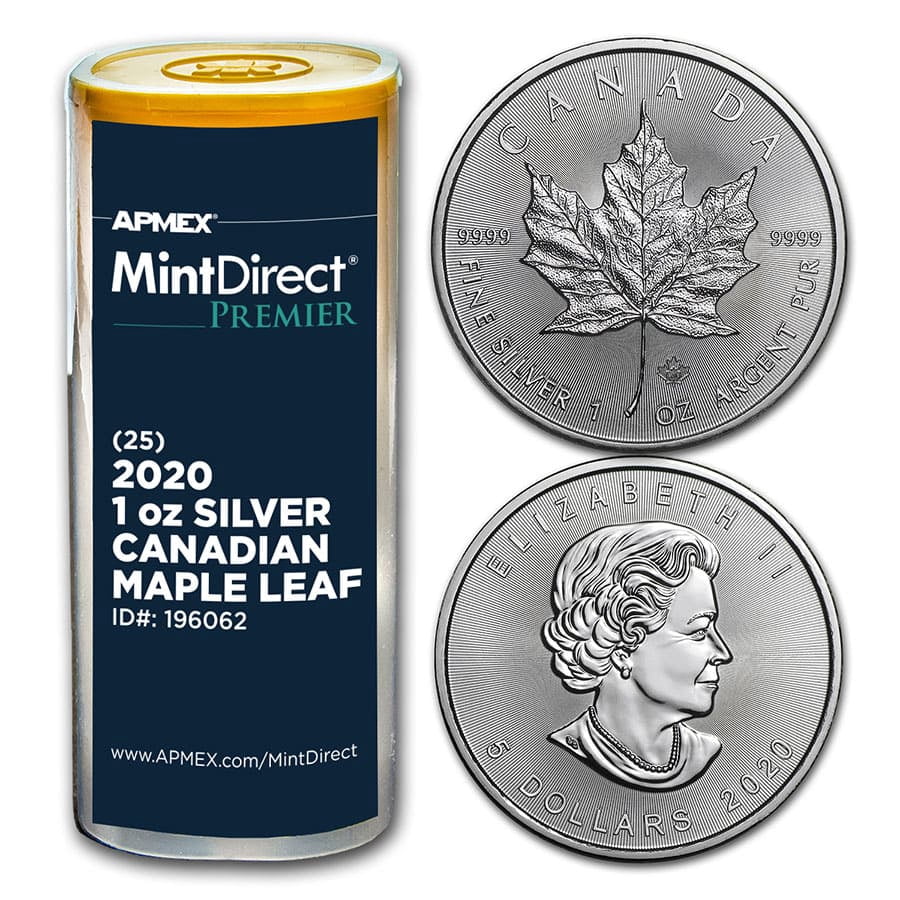 2020 Canada Silver Maple Leaf (25-Coin MintDirect® Premier Tube ...