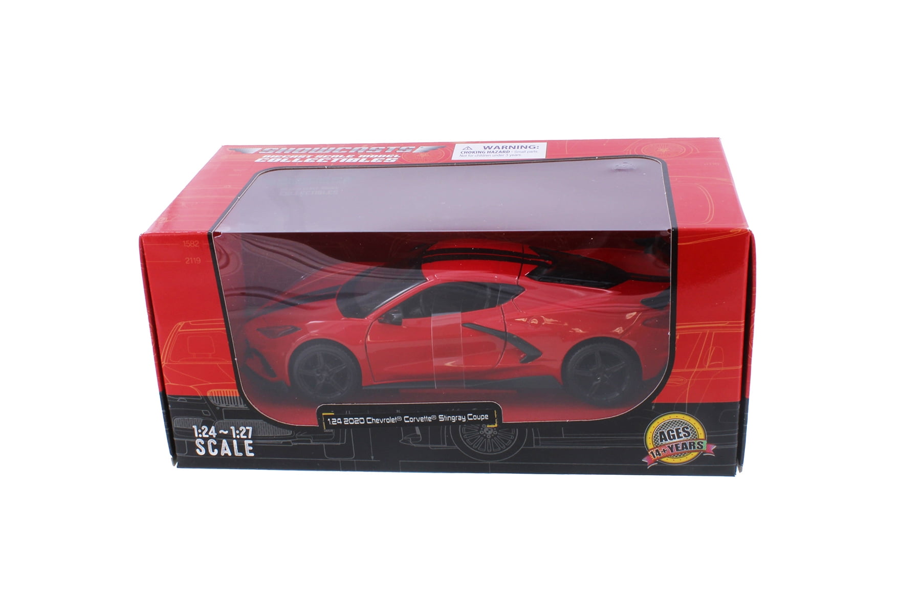 2020 Chevy Corvette Stingray Coupe, Red w/Black Stripes - Showcasts ...