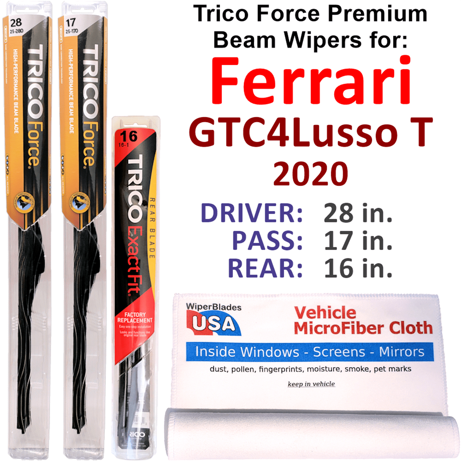 2020 Ferrari GTC4Lusso T Performance Beam Wipers (Set of 3) w/Rear ...