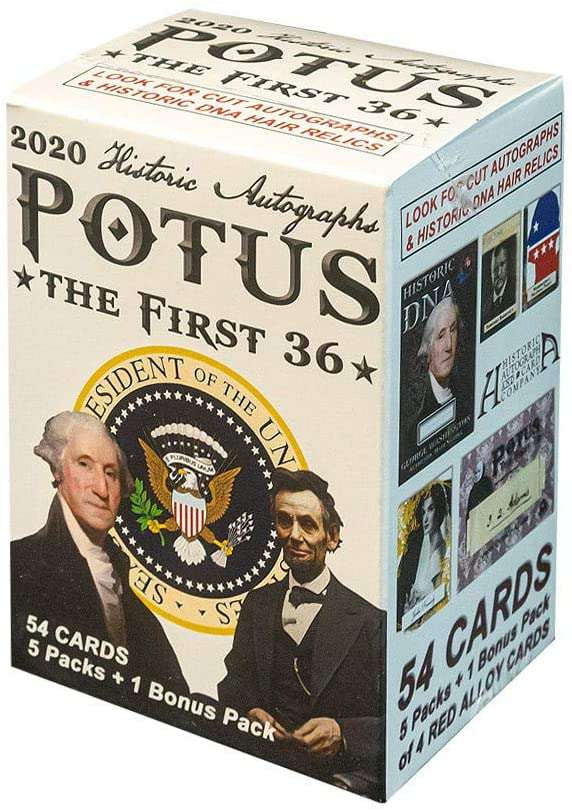 POTUS The First 36 Trading Card BLASTER Box (5 Packs + 1 Bonus Pack ...