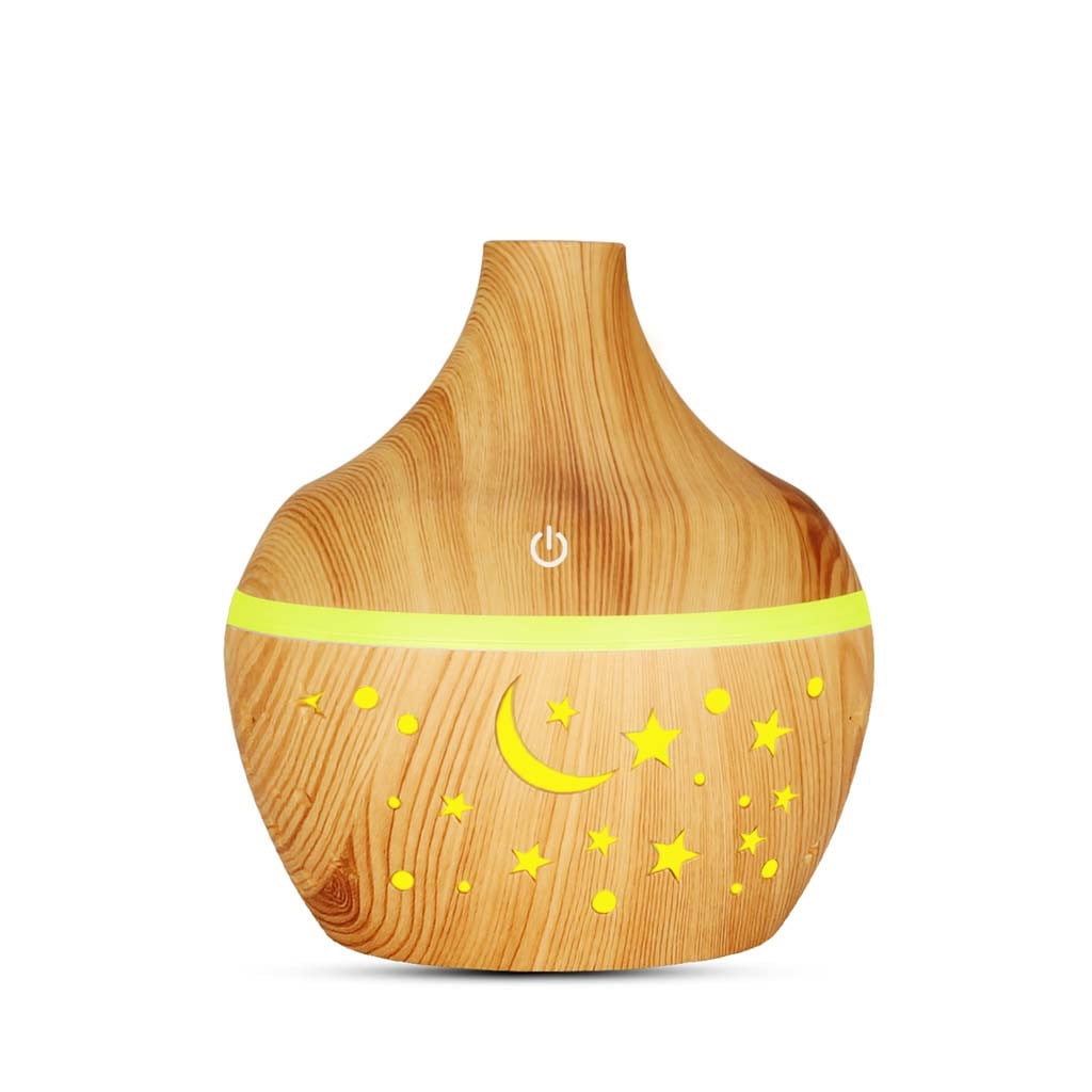 2020 LED Essential Oil Diffuser with Color Changing Light, Wood Grain ...