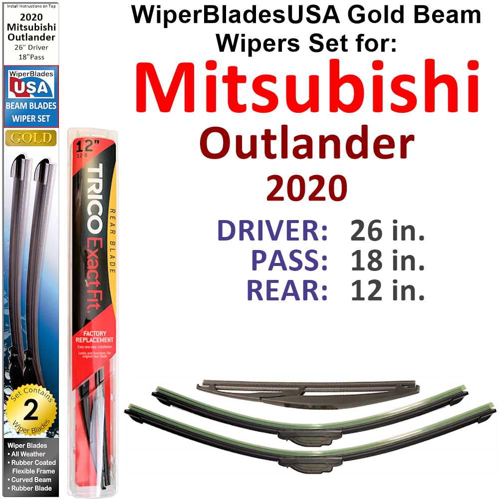 2020 Mitsubishi Outlander Beam Wiper Blades Wipers WBUSA (Set of 3) w ...