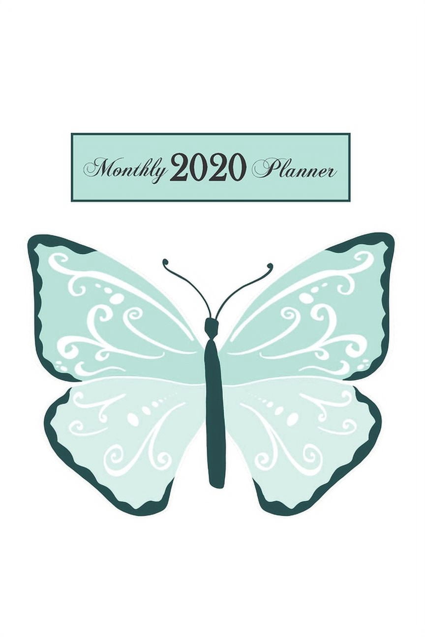 2020 Monthly Planner: Mint Butterfly 6 x 9 inch 120 Pages Year Months ...