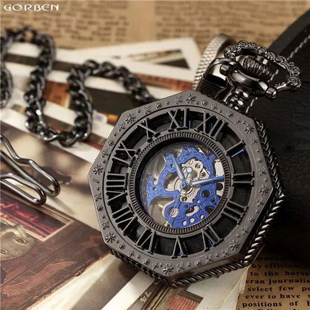 2020 New Classic Hexagonal Mechanical Pocket Watch FOB Chain Steampunk ...