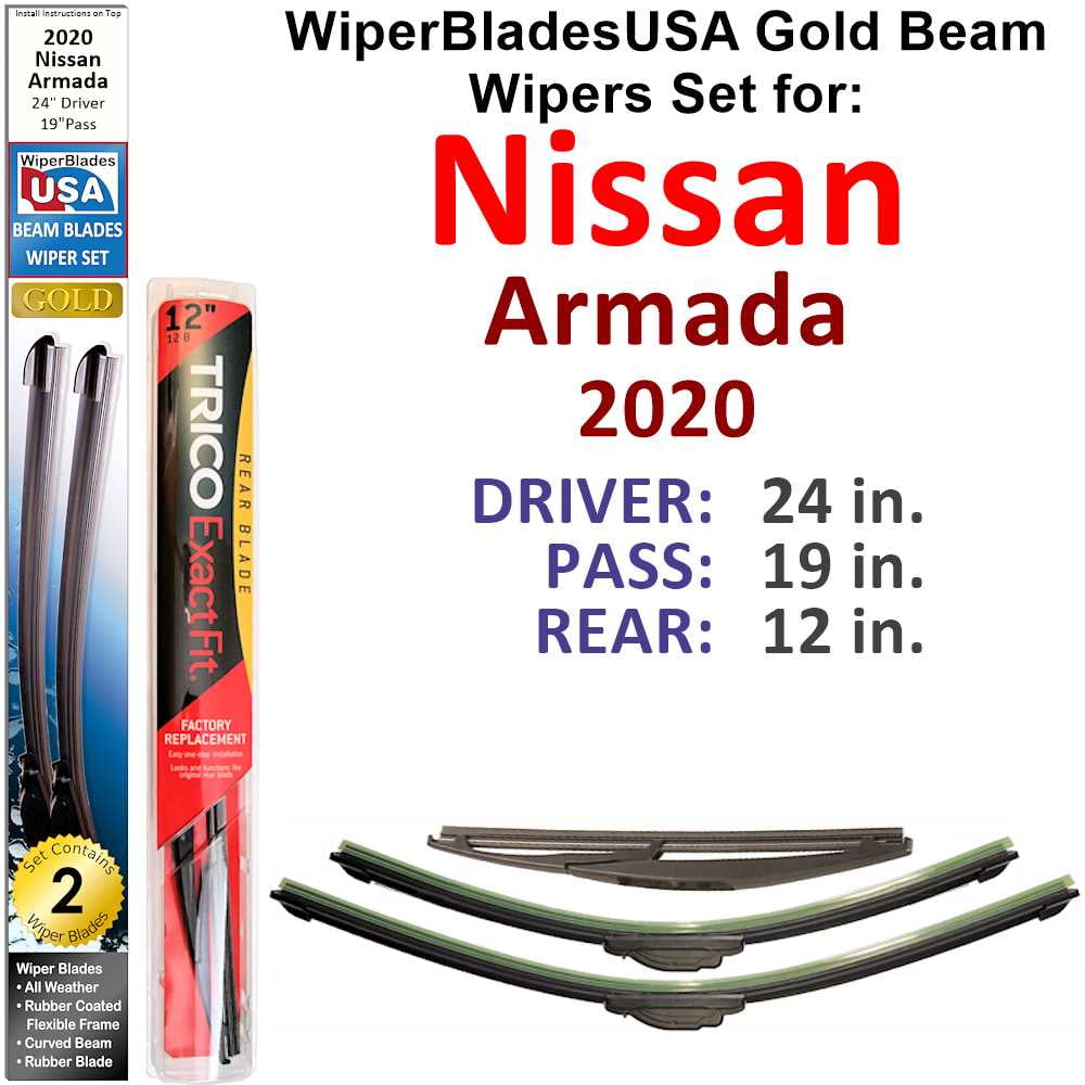 2020 Nissan Armada Beam Wiper Blades Wipers WBUSA (Set of 3) w/Rear ...
