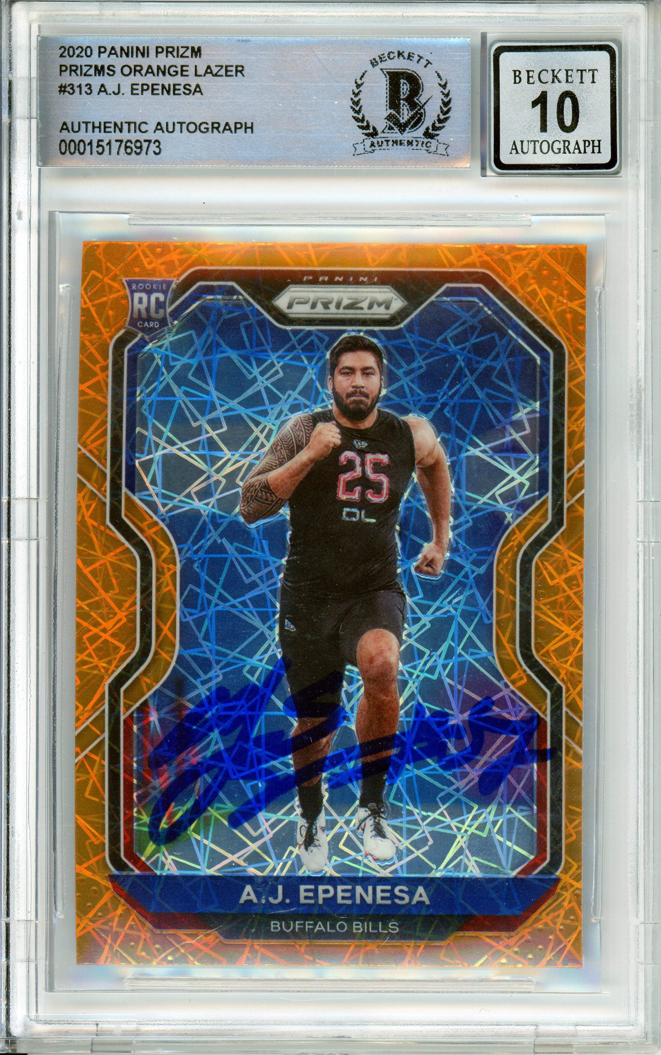 2020 Panini Prizm Orange Lazer #313 A.J. Epenesa RC Buffalo Bills BAS ...