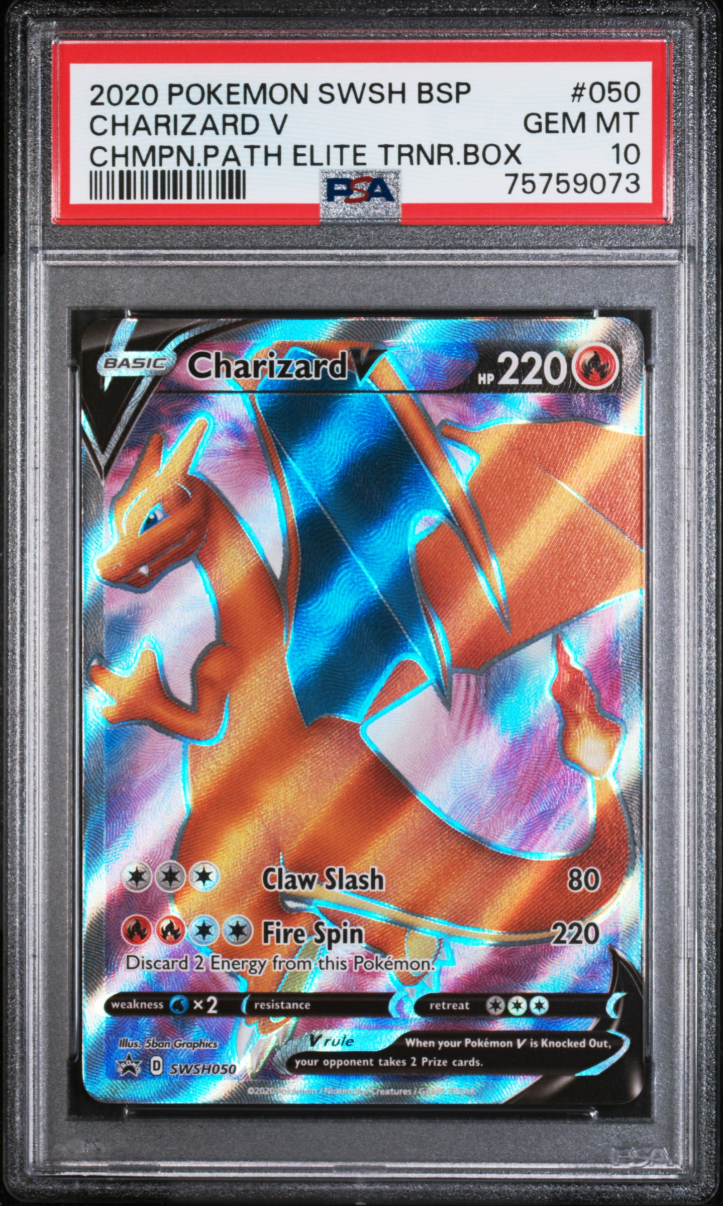 2020 Pokemon Sword and Shield Black Star Promo #50 Charizard V Champion ...
