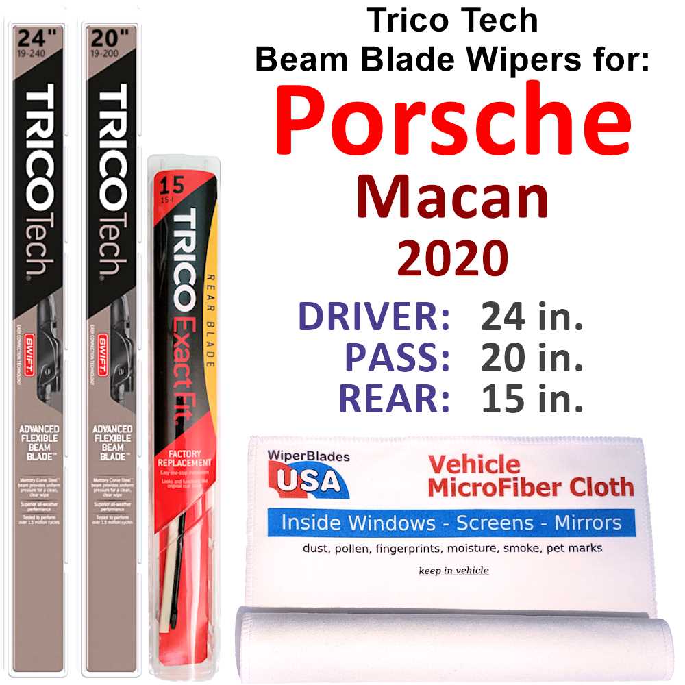 2020 Porsche Macan Beam Blade Wipers (Set of 3) w/Rear Wiper - Walmart.com
