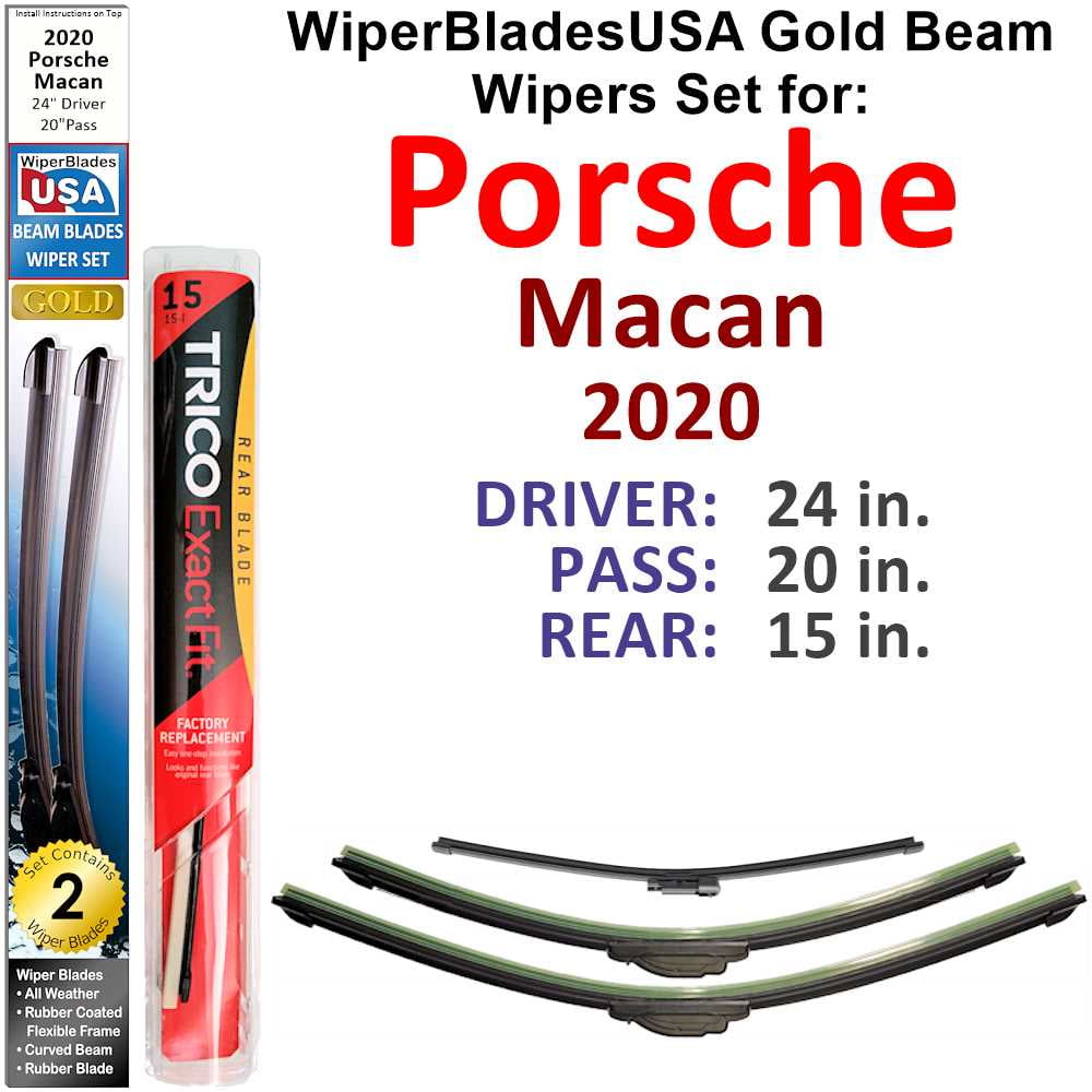 2020 Porsche Macan Beam Wiper Blades Wipers WBUSA (Set of 3) w/Rear ...