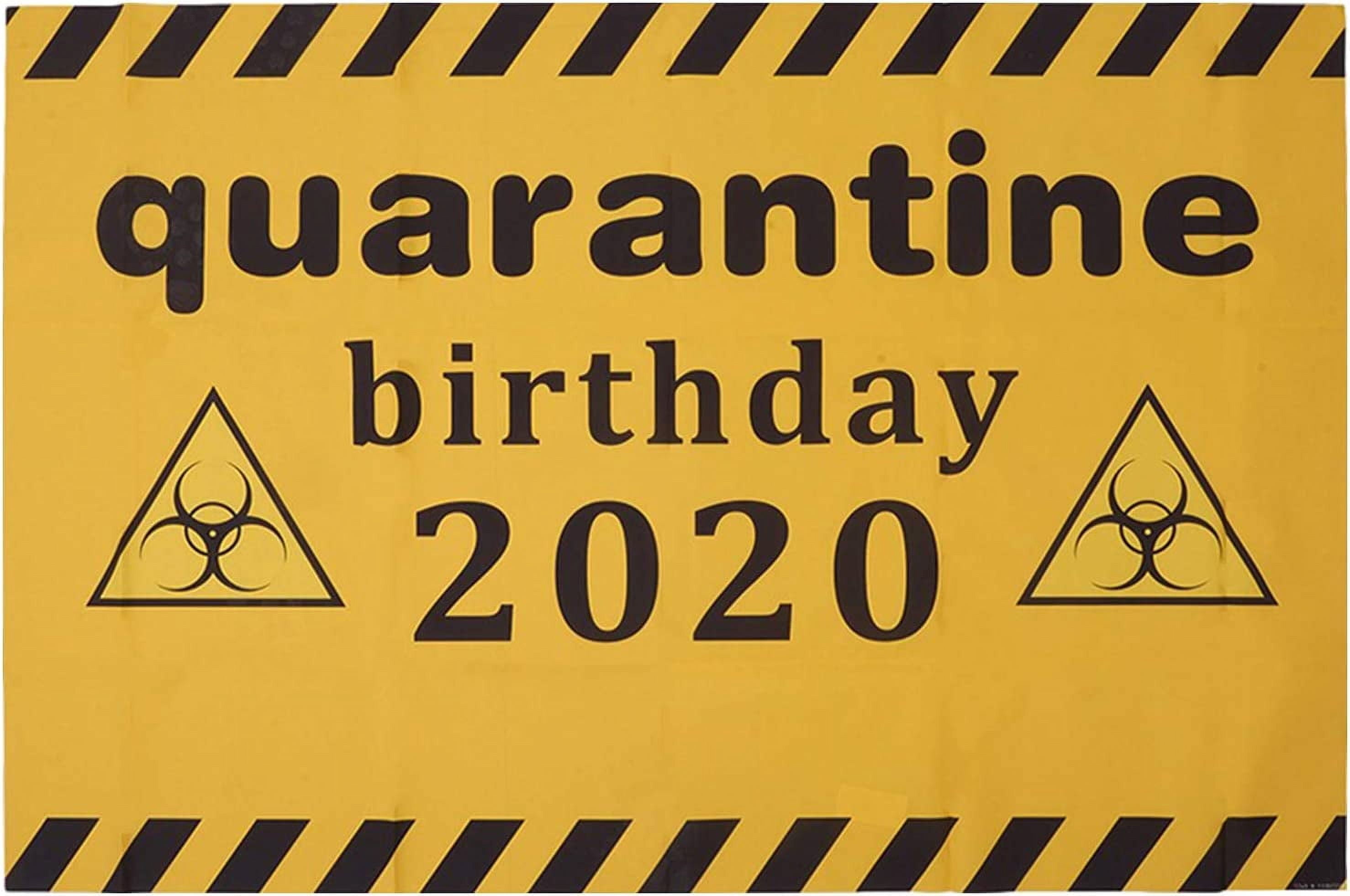 2020 Quarantine Birthday Party Decoration Banner Yellow Birthday Sign ...