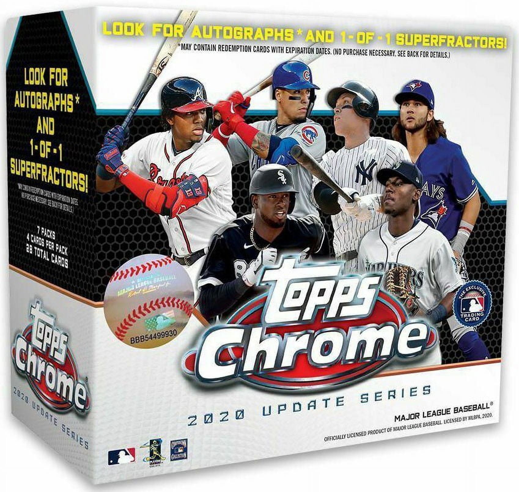Topps MLB 2020 Chrome Update Baseball Trading Card MEGA Box [7 Packs, 4 ...