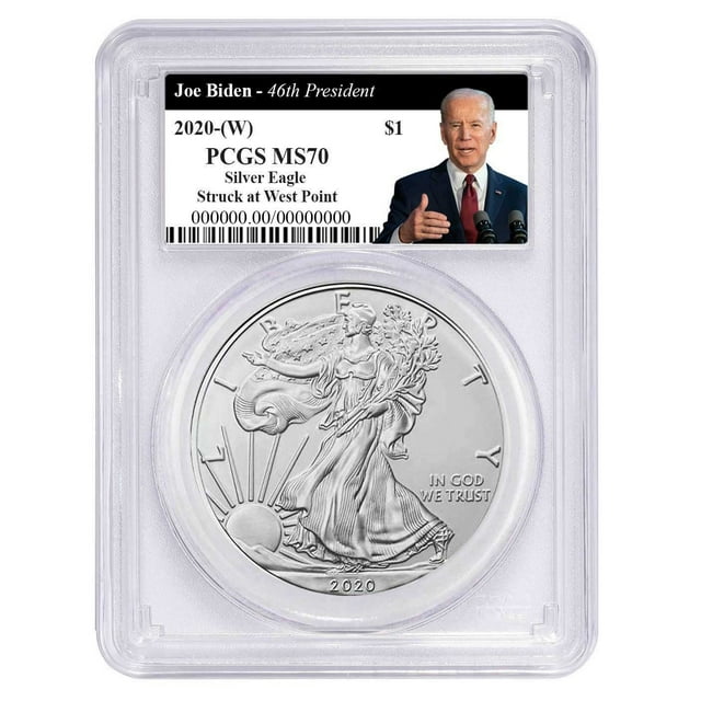 2020 (W) $1 Type 1 American Silver Eagle PCGS MS70 Biden 46th President ...