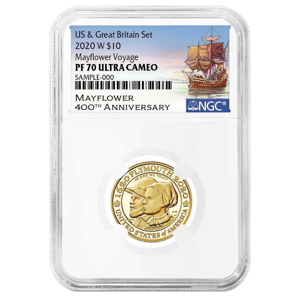 2020-W Proof $10 Gold Mayflower Commemorative NGC PF70UC Mayflower ...