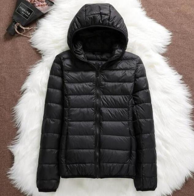 2020 Winter Ultra Light Duck Down Jacket Women Slim Short Coat Hooded ...