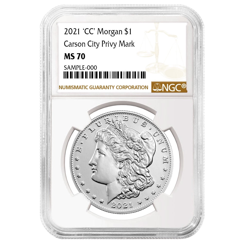 2021 $1 Morgan Silver Dollar "CC" Privy Mark NGC MS70 Brown Label ...