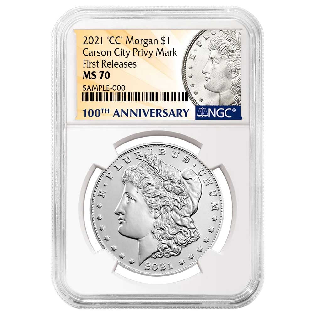2021 $1 Morgan Silver Dollar "CC" Privy Mark NGC MS70 FR 100th Anni ...