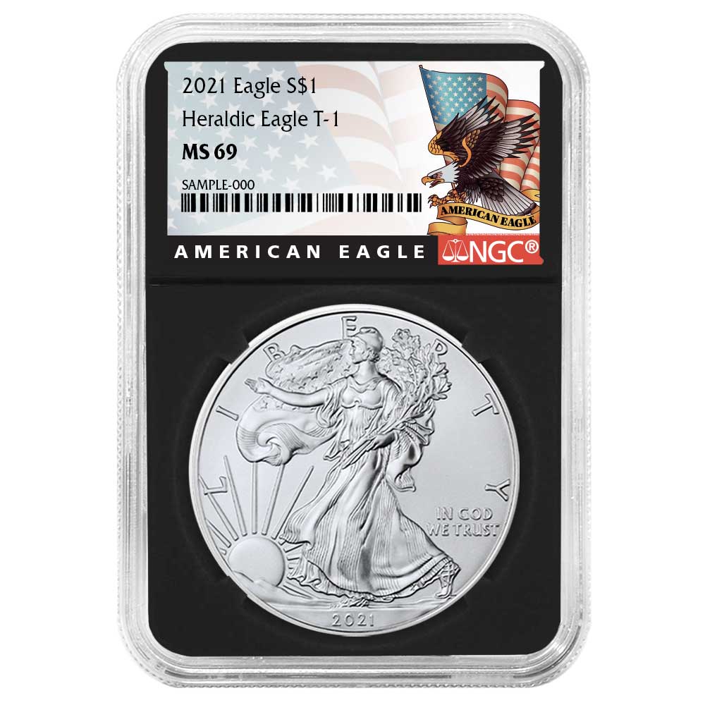 2021 $1 Type 1 American Silver Eagle NGC MS69 Black Label Retro Core ...