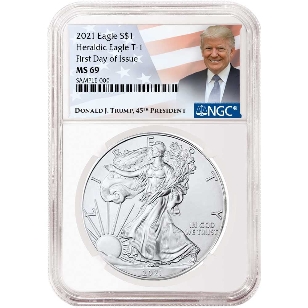 2021 $1 Type 1 American Silver Eagle NGC MS69 FDI Trump Label - Walmart.com