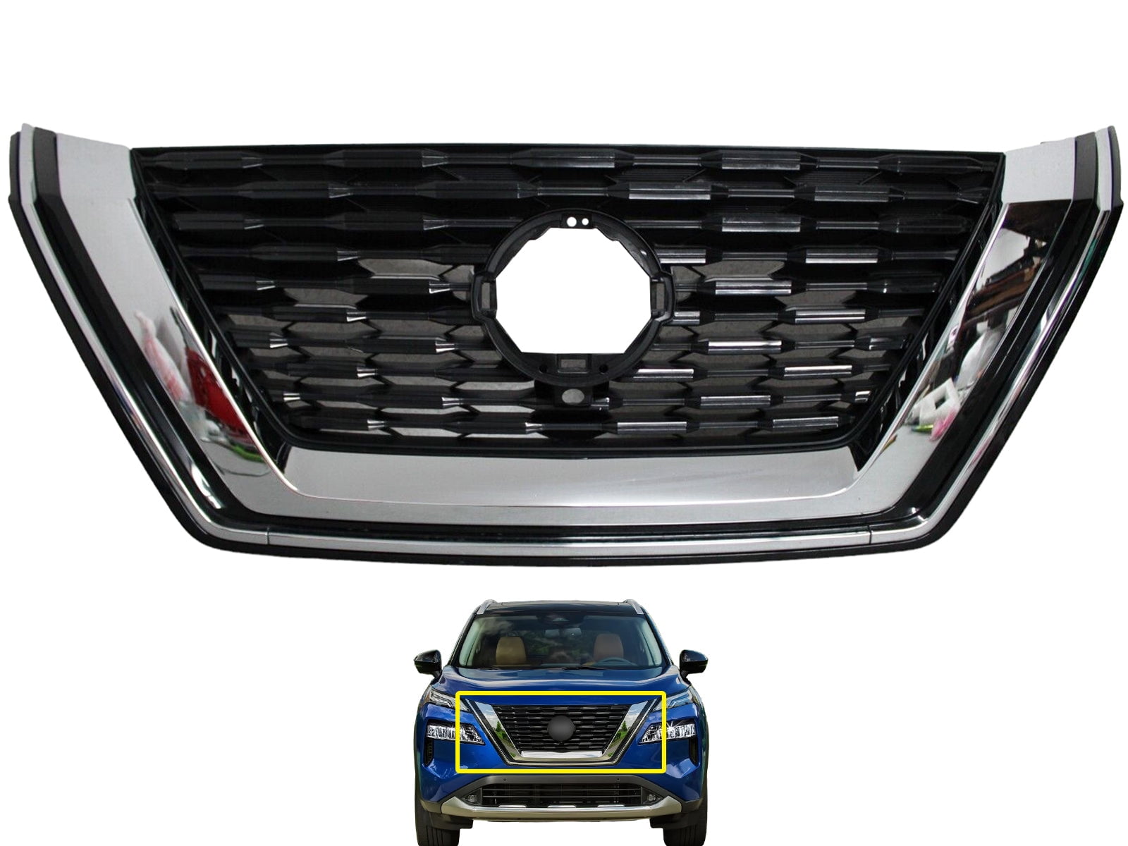 2021 2022 2023 Compatible With Rogue Front Bumper Upper Grille Chrome ...